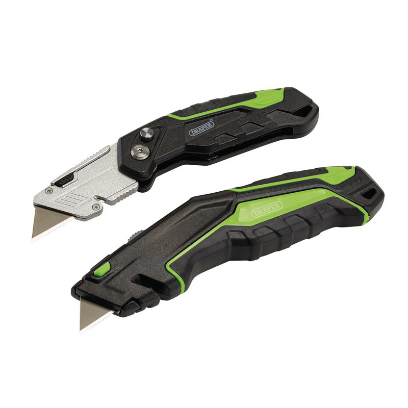 Retractable & Folding Trimming Knife Set with 10 x SK2 Two Notch Blades ...