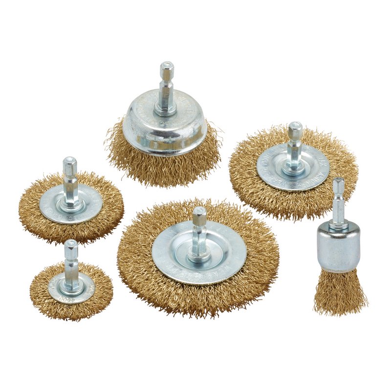 Brassed Steel Crimped Wire Brush Set (6 Piece) – SAFTEC