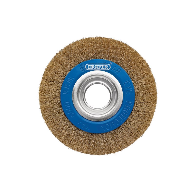Brassed Steel Bench Grinder Wire Wheel Brush, 150 x 31.75mm – SAFTEC