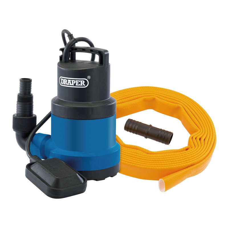 Submersible Clean Water Pump with Float Switch and Layflat Hose, 191L ...